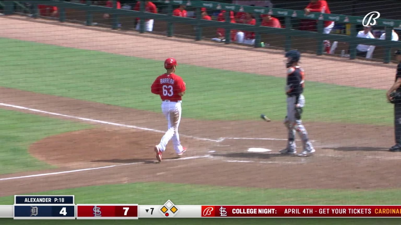 Alec Burleson hits an RBI double to center field | 03/18/2023 | St ...