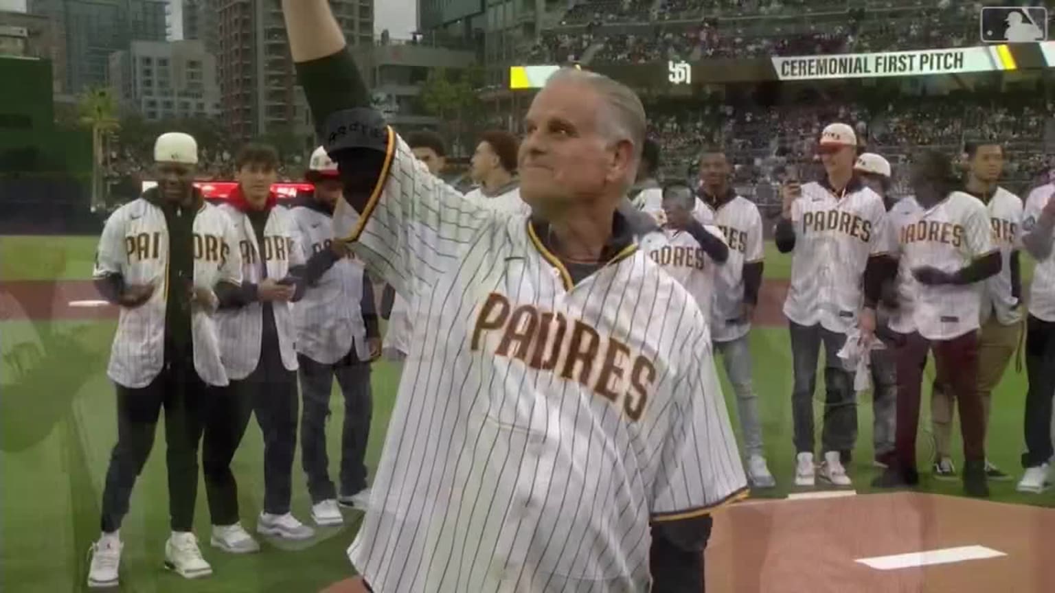 SDSU throws out the ceremonial first pitch | 04/13/2023 | San Diego Padres