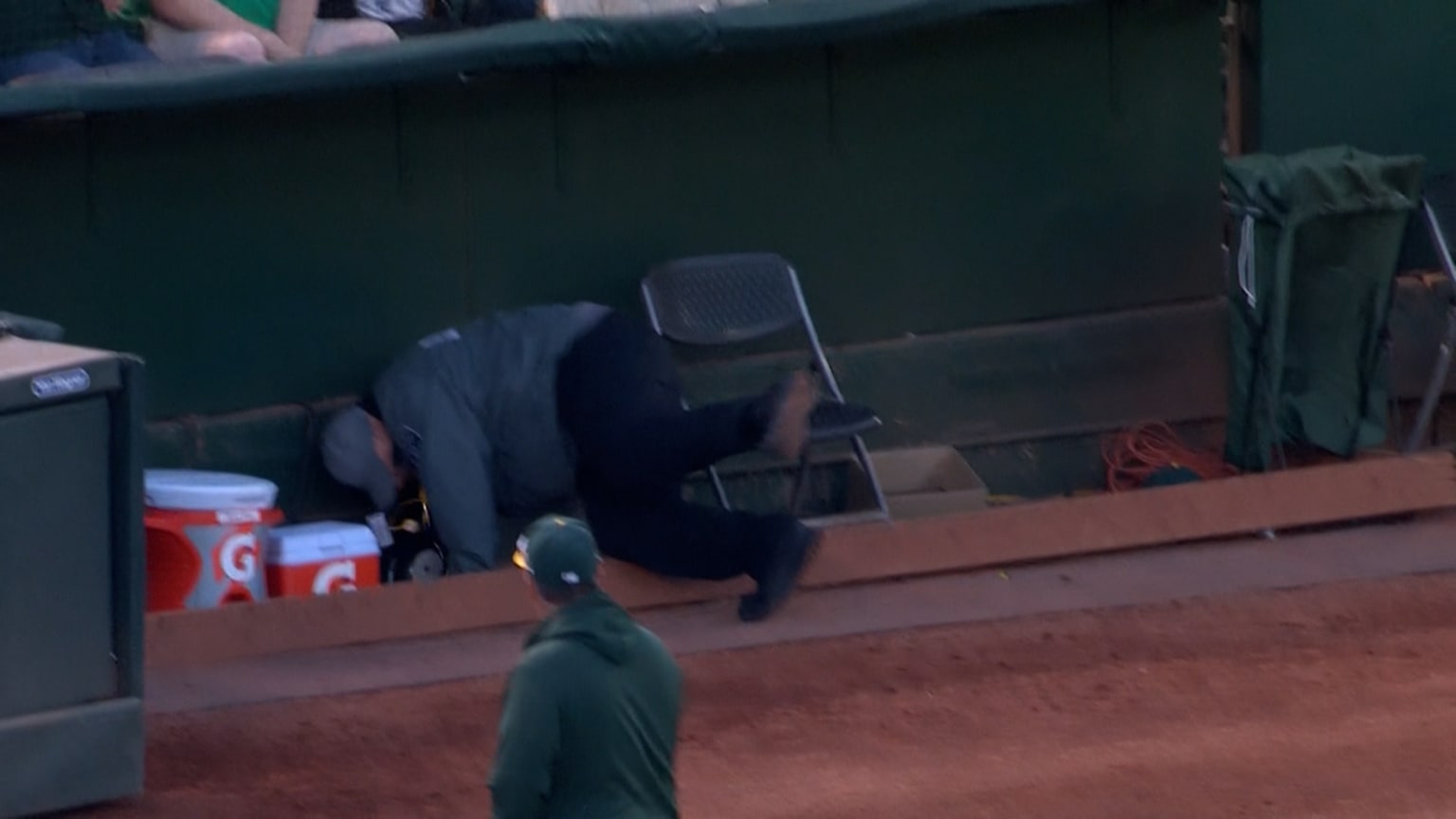 A's security guard lays out to dodge a foul ball | 06/21/2024 | Athletics