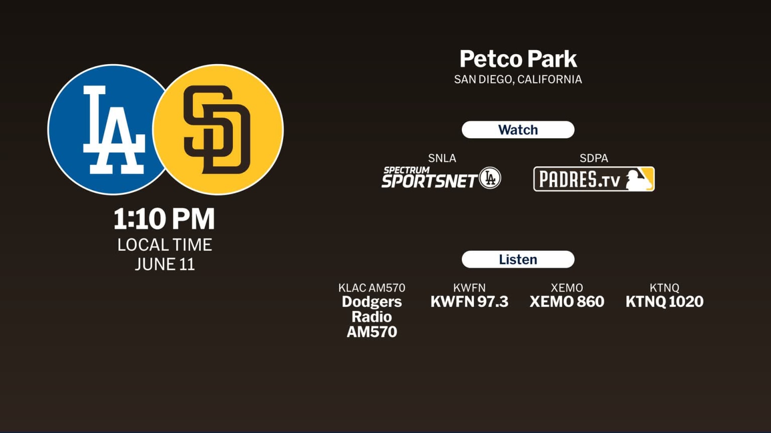 Dodgers at Padres - June 11, 2025: Tune In | 06/10/2025 | MLB.com