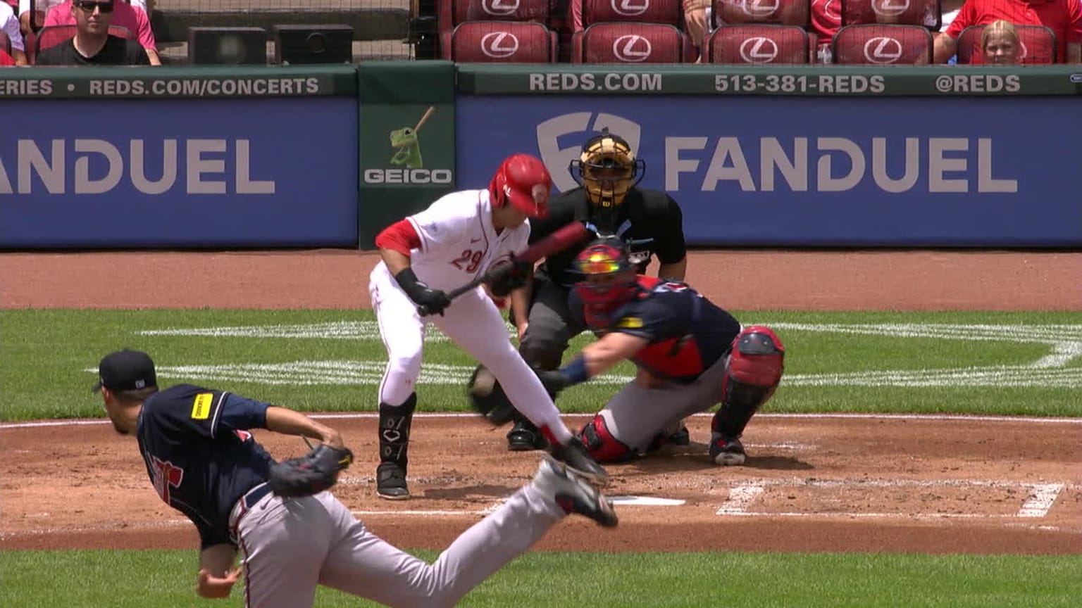 Morton throws a pitch through Friedl's leg in the 1st | 06/25/2023 ...