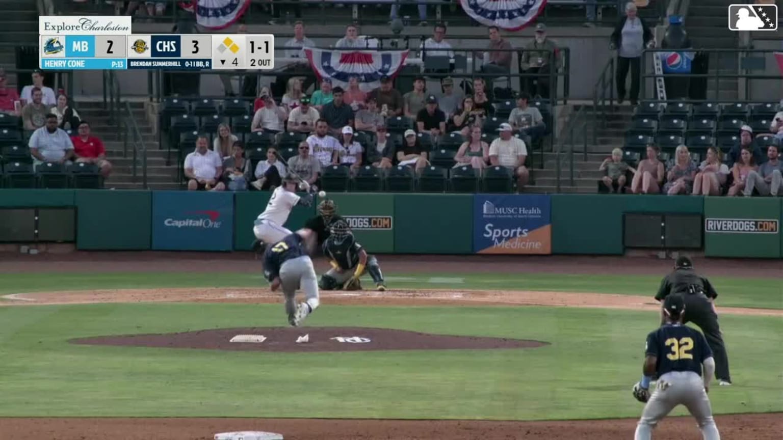 Brendan Summerhill doubles (2) on a line drive to left fielder Edward ...