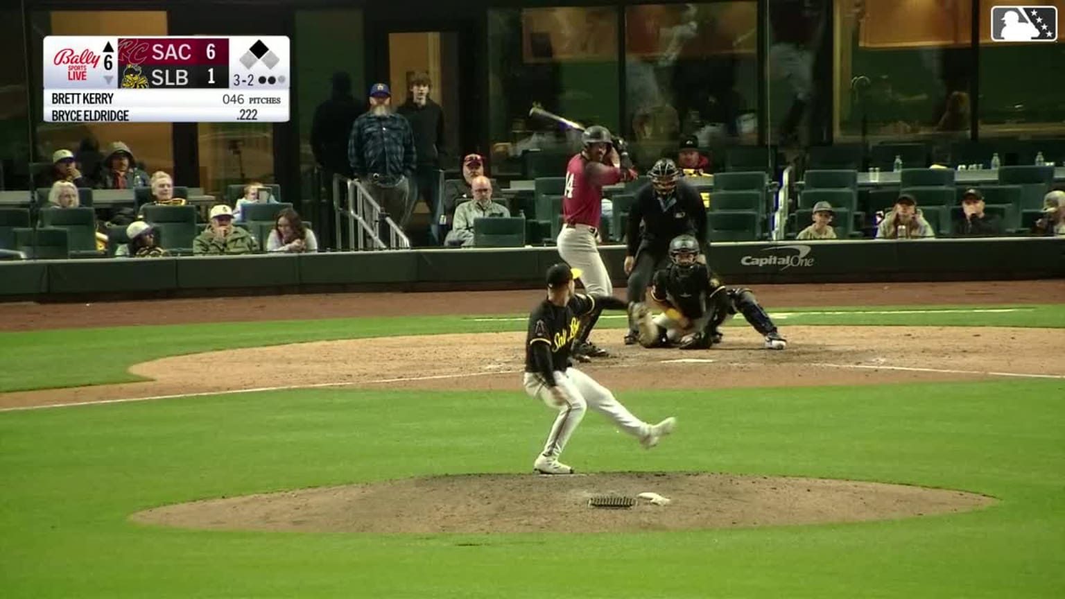Bryce Eldridge doubles (3) on a line drive to right fielder Chris ...