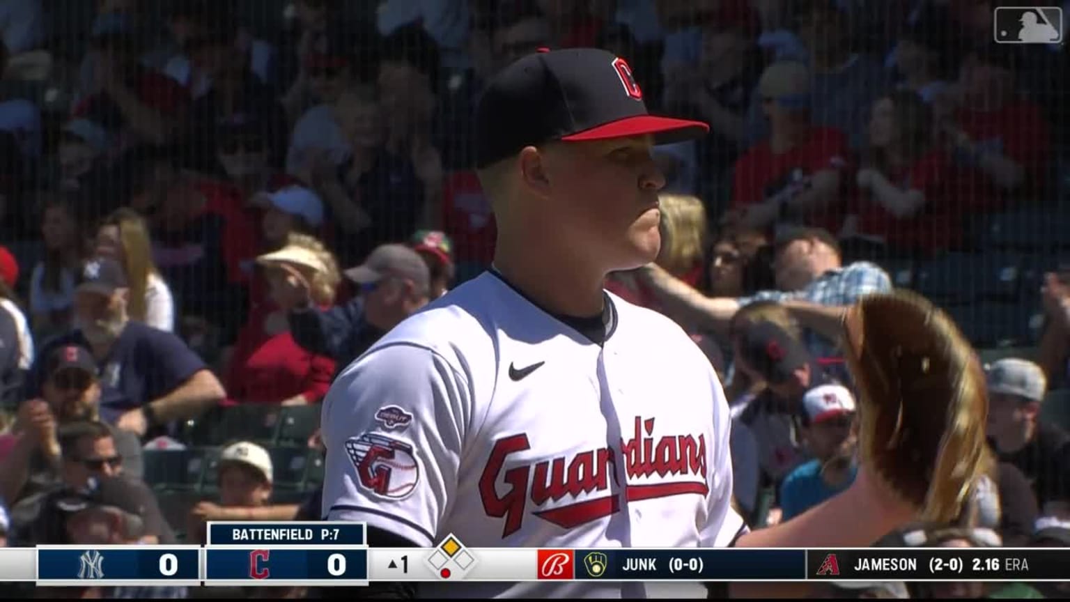 Peyton Battenfield fans Aaron Judge for first MLB K | 04/12/2023 | Cleveland Guardians