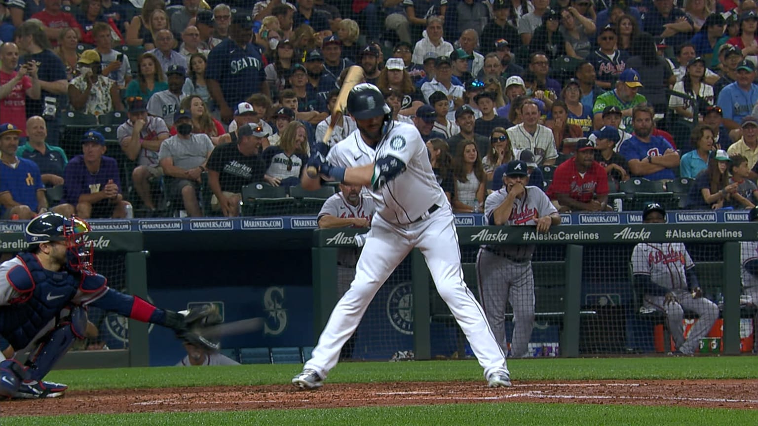 Haniger hit by pitch stands after Braves challenge | 09/10/2022 ...