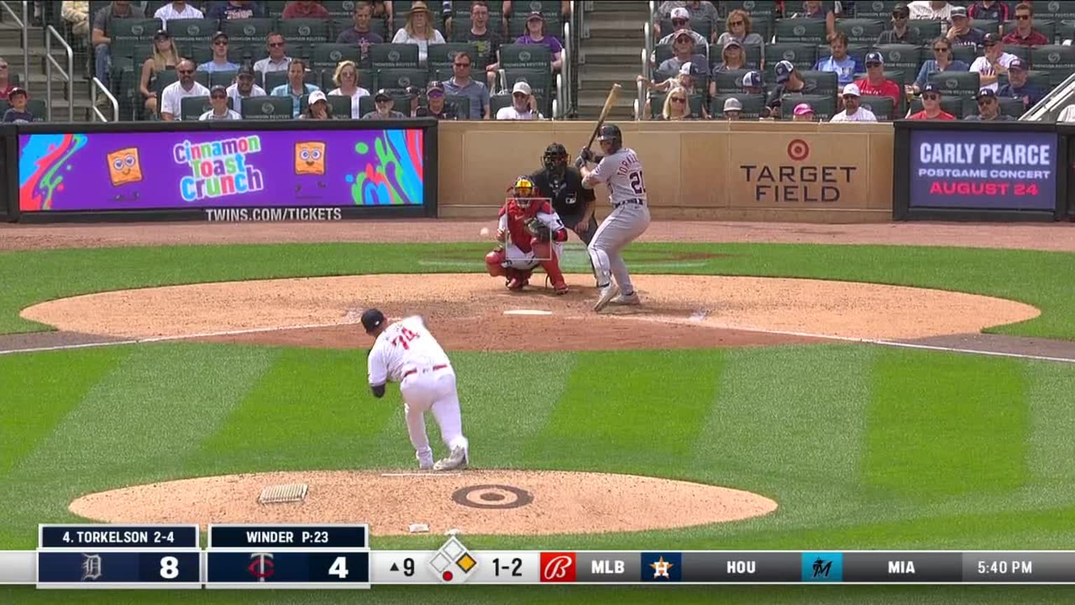Josh Winder Ball to Spencer Torkelson | 08/16/2023 | Minnesota Twins
