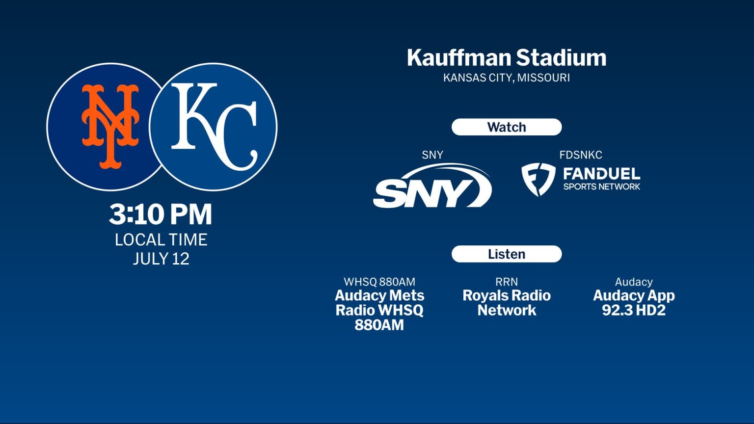 Mets at Royals - July 12, 2025: Tune In | 07/11/2025 | MLB.com