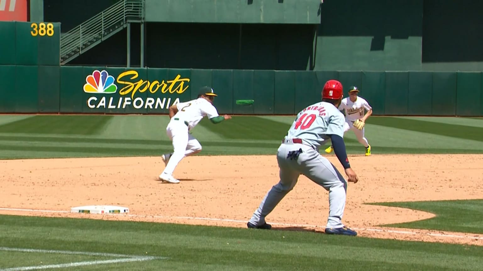 Nick Allen holds Willson Contreras at third base | 04/17/2024 | Athletics