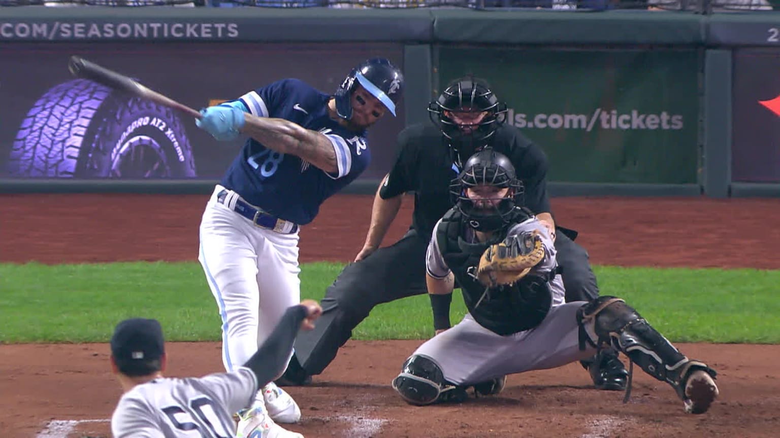 Kyle Isbel lines a two-run double to right field | 09/29/2023 | Kansas ...