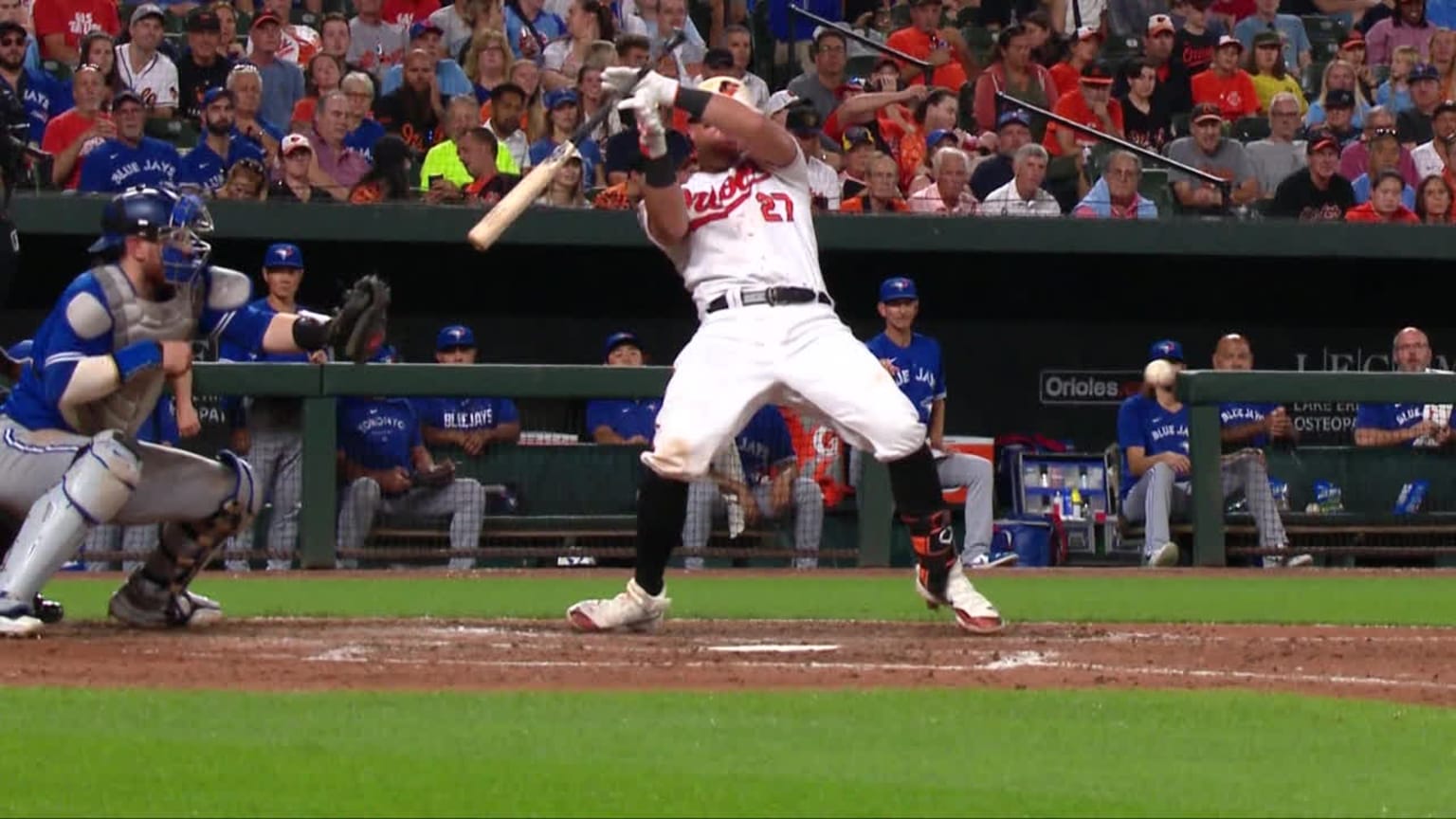 James McCann hit by pitch after challenge | 08/22/2023 | Toronto Blue Jays