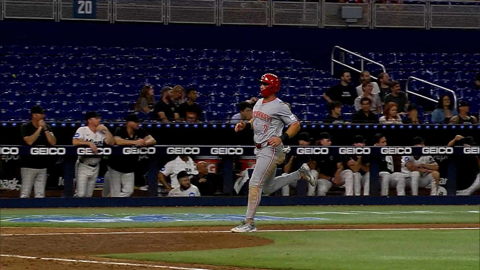 Steer scores after error in Marlins' outfield | 08/08/2024 | Cincinnati ...