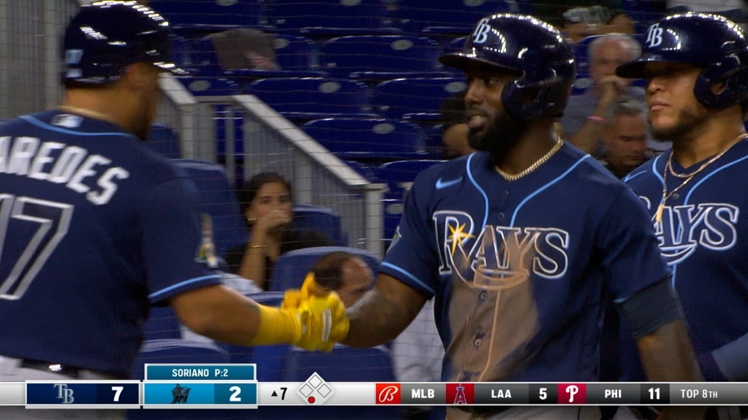 Randy Arozarena hits a two-run homer to left-center | 08/29/2023 | Tampa Bay Rays