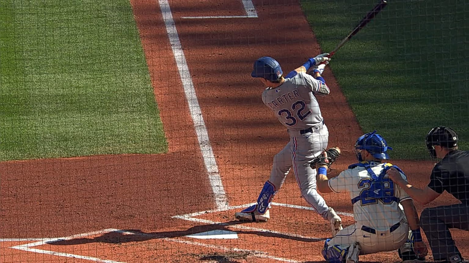 Evan Carter hammers a double into deep right field | 10/01/2023 | Texas ...