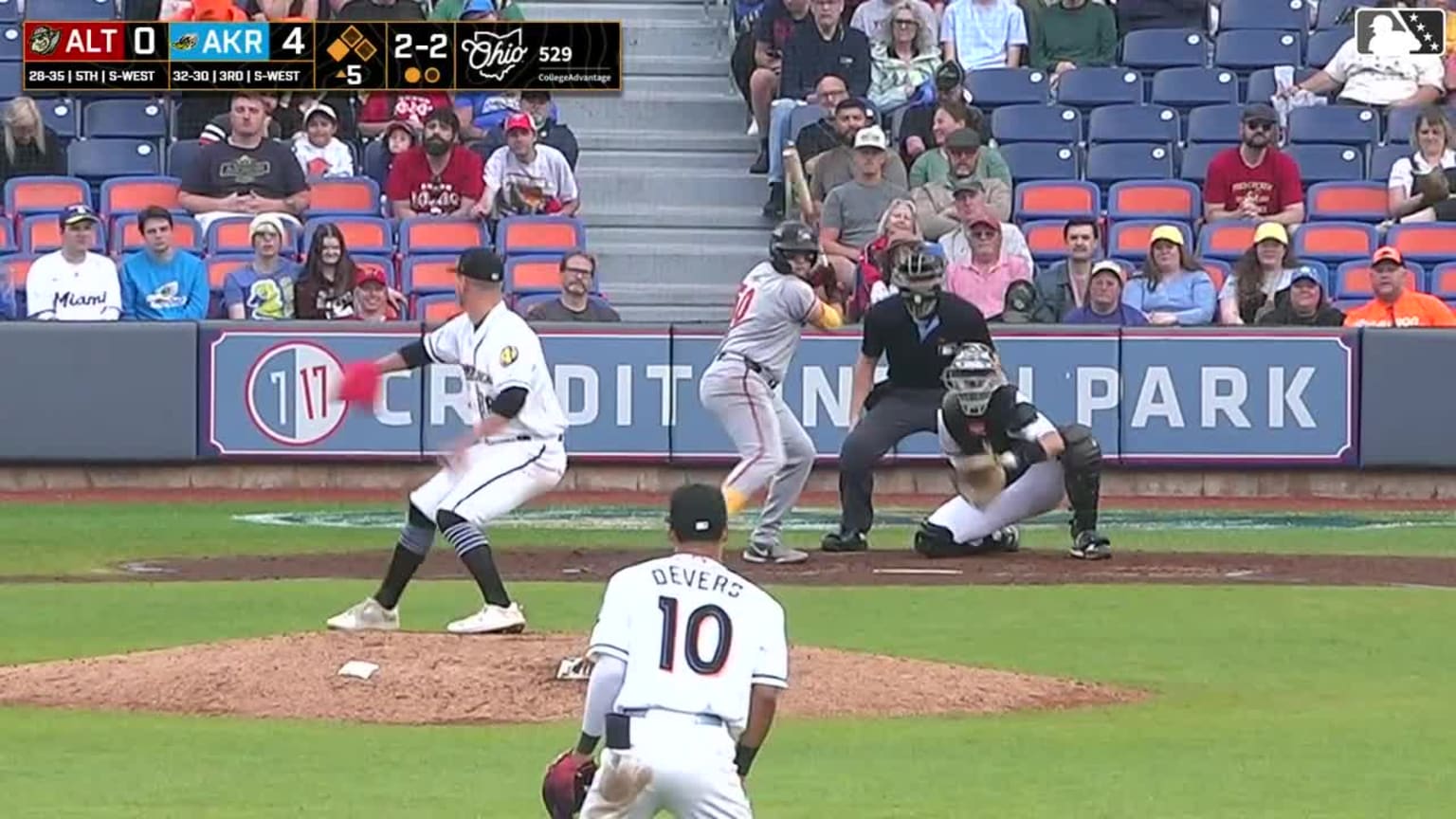Omar Alfonzo singles on a sharp line drive to right fielder Jaison ...