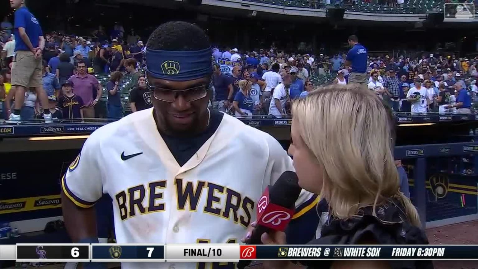 Andruw Monasterio discusses Brewers' walk-off win | 08/09/2023 ...