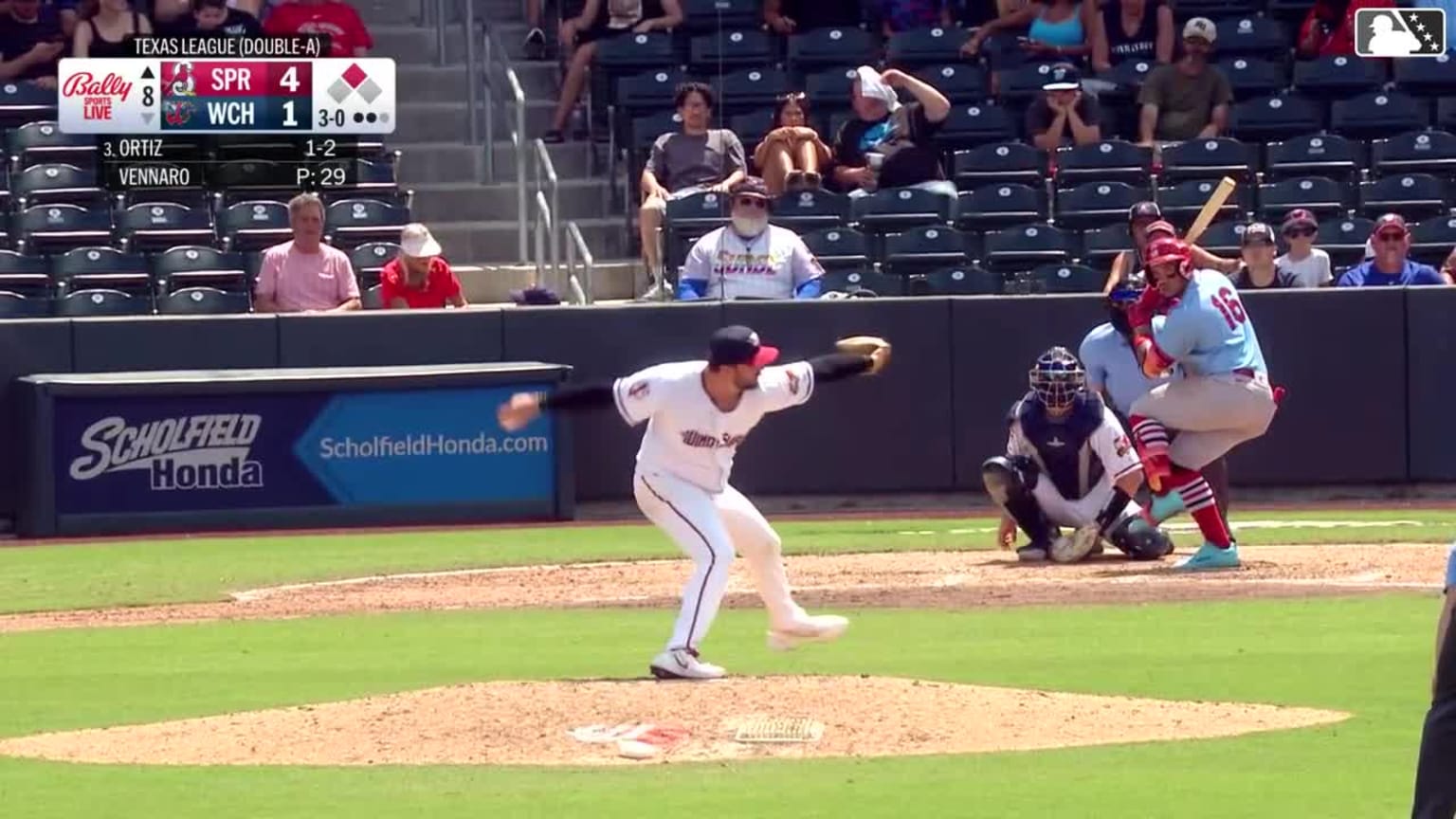 Deniel Ortiz singles on a ground ball to right fielder Garrett Spain ...