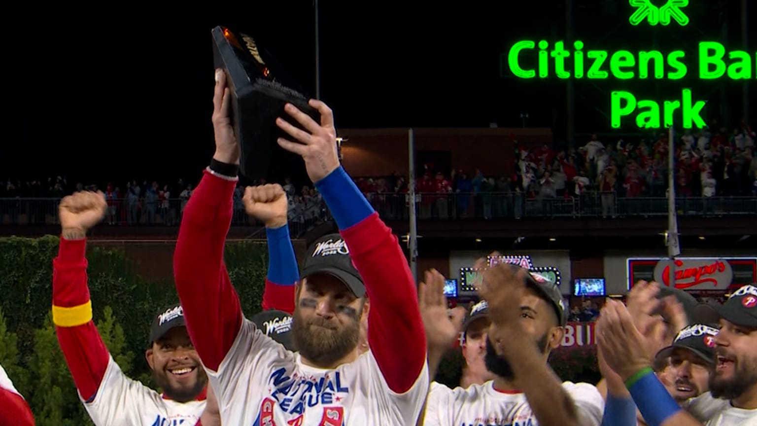 Bryce Harper receives the NLCS MVP Award on the field | 10/23/2022 ...