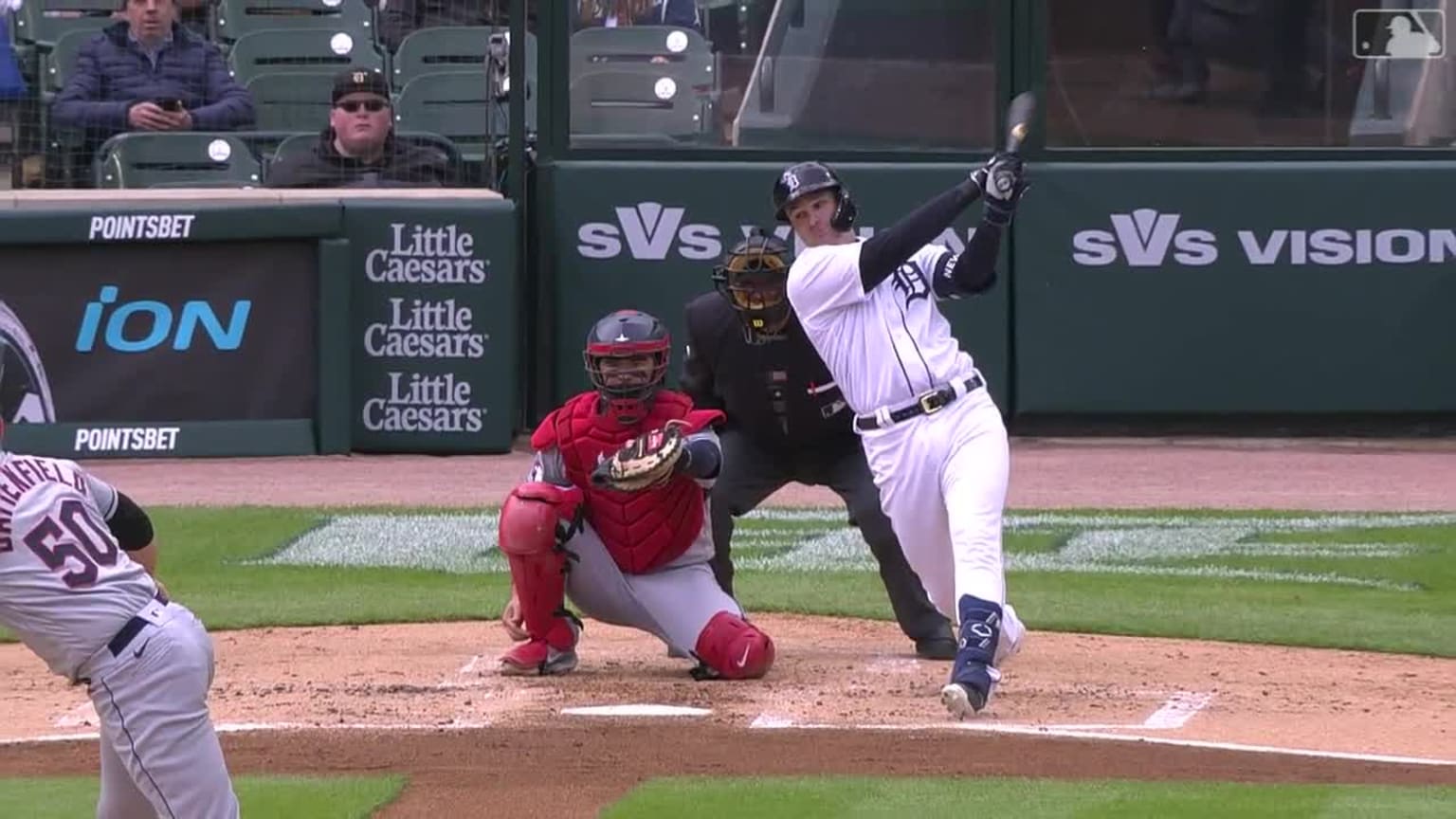 Tyler Nevin singles for his first Tigers hit | 04/18/2023 | Detroit Tigers