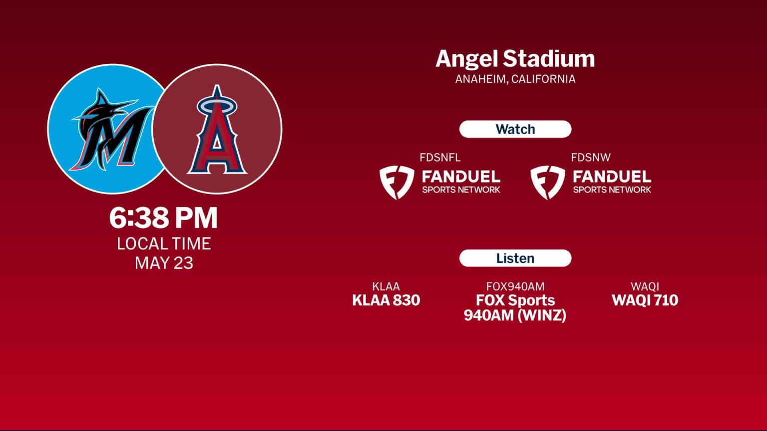 Marlins at Angels - May 23, 2025: Tune In | 05/21/2025 | MLB.com
