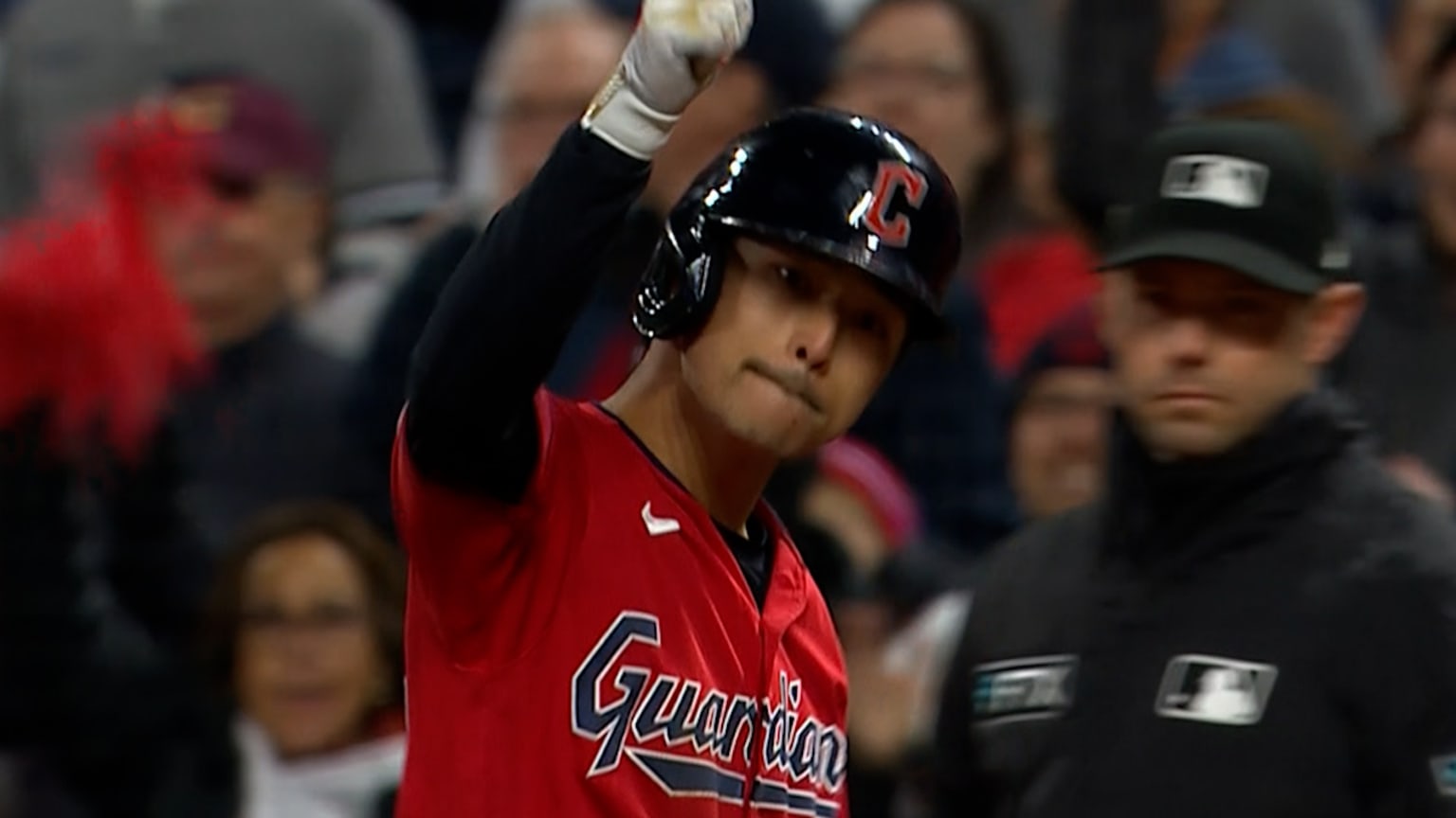 Steven Kwan slaps an RBI single to right field | 10/15/2022 | MLB.com