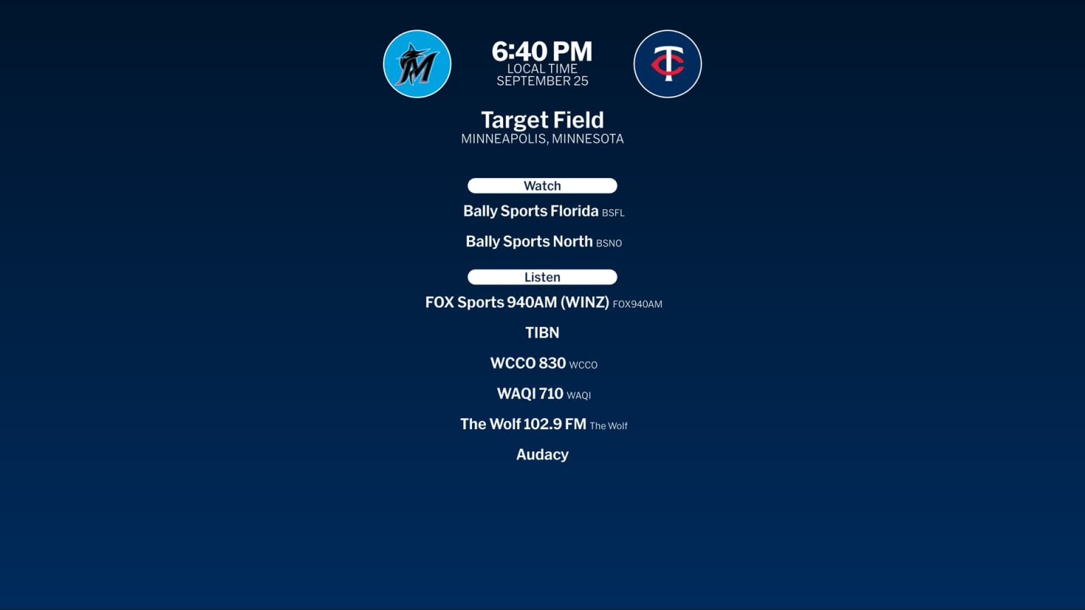 Marlins at Twins - September 25, 2024: Tune In | 09/24/2024 | MLB.com