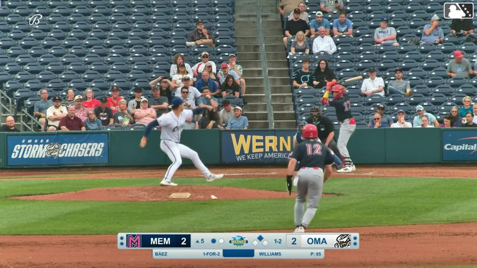 Joshua Báez triples (2) on a fly ball to right fielder Gavin Cross ...