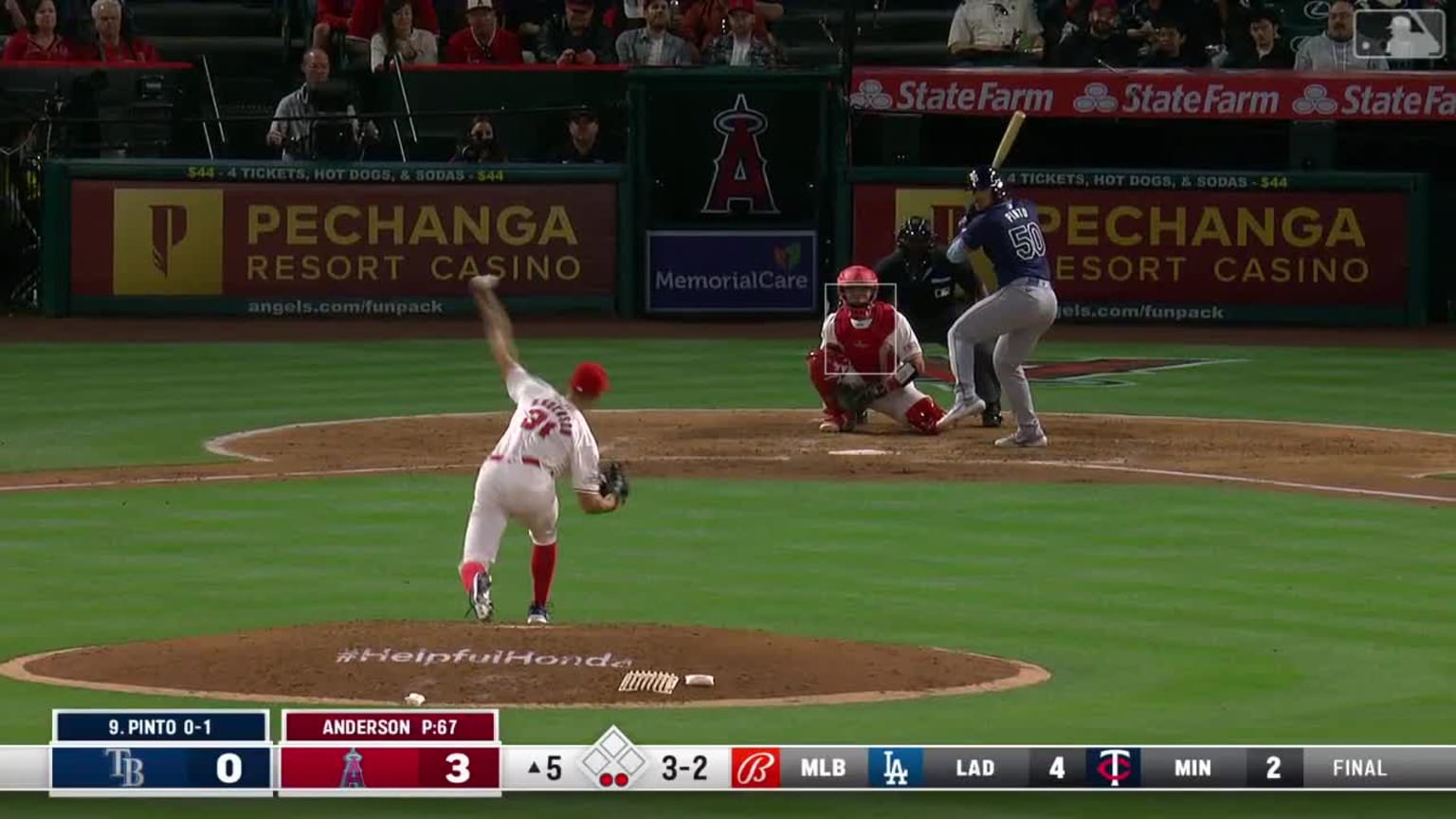 Tyler Anderson K's René Pinto | 04/08/2024 | Los Angeles Angels
