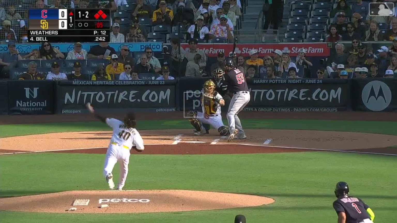 Ryan Weathers fans Josh Bell in the 1st inning | 06/15/2023 | San Diego ...