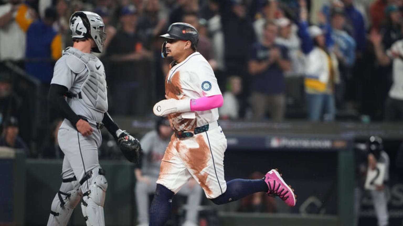 Mariners manufacture first run with SB, sac fly | 10/10/2025 | Seattle ...