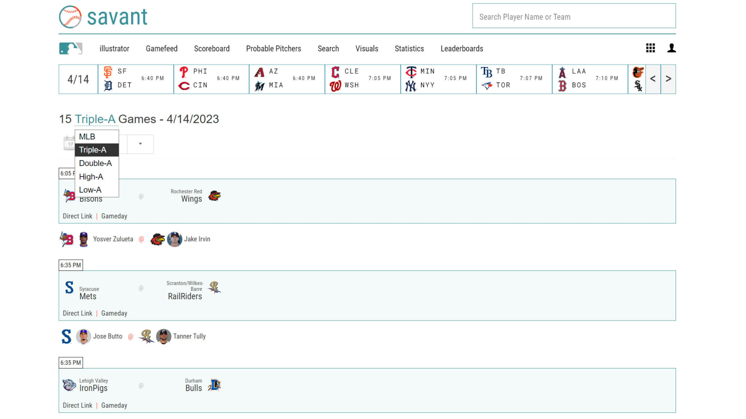 Minor League Statcast data