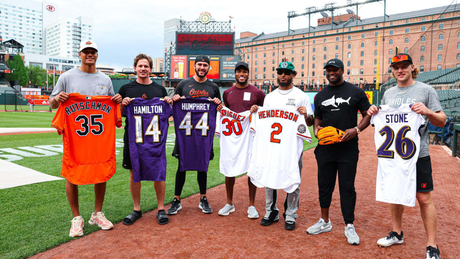 Baltimore Ravens visit Orioles at Camden Yards