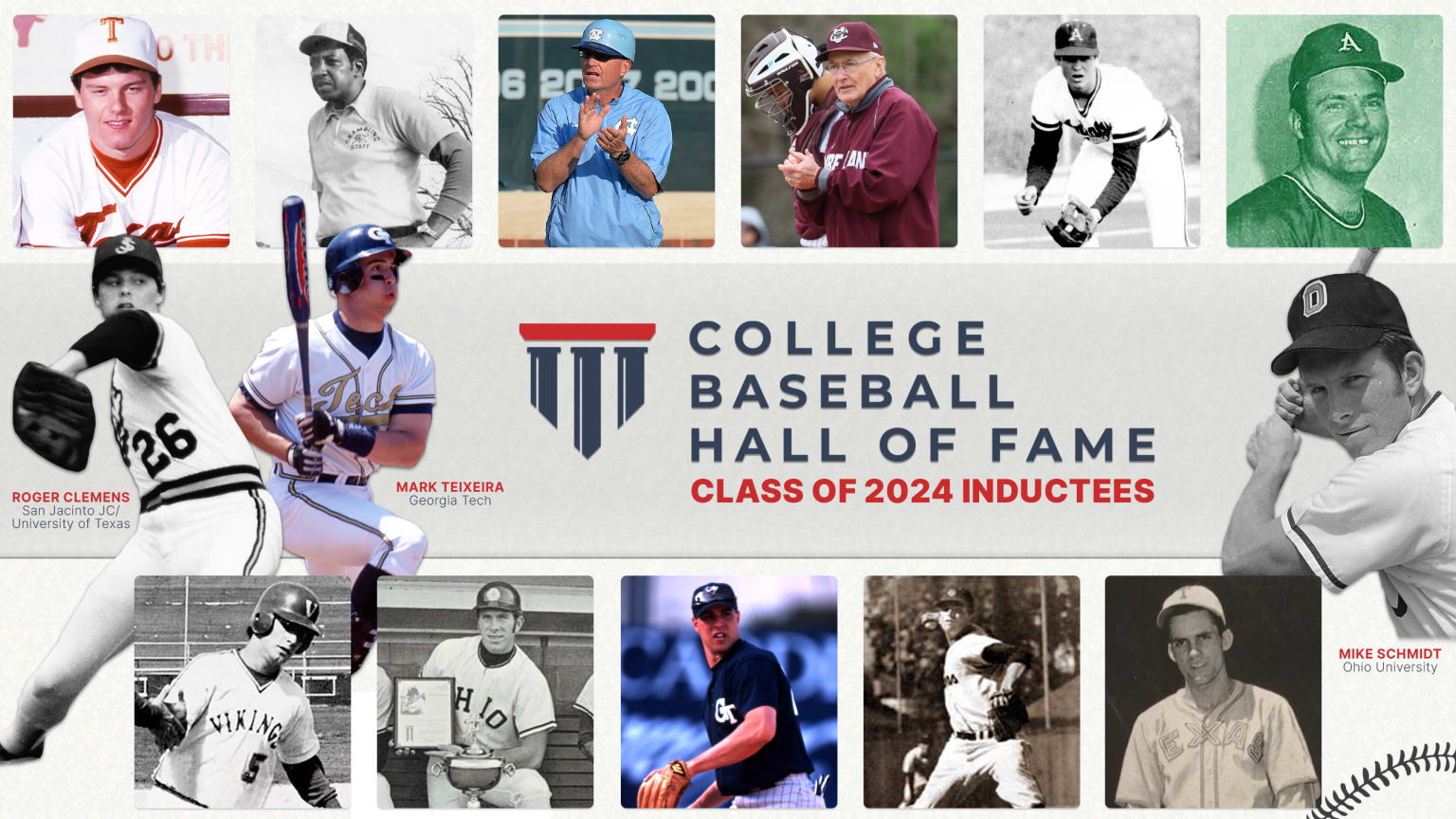 Schmidt, 'Rocket' and 'Tex' highlight 2024 College Baseball Hall of ...