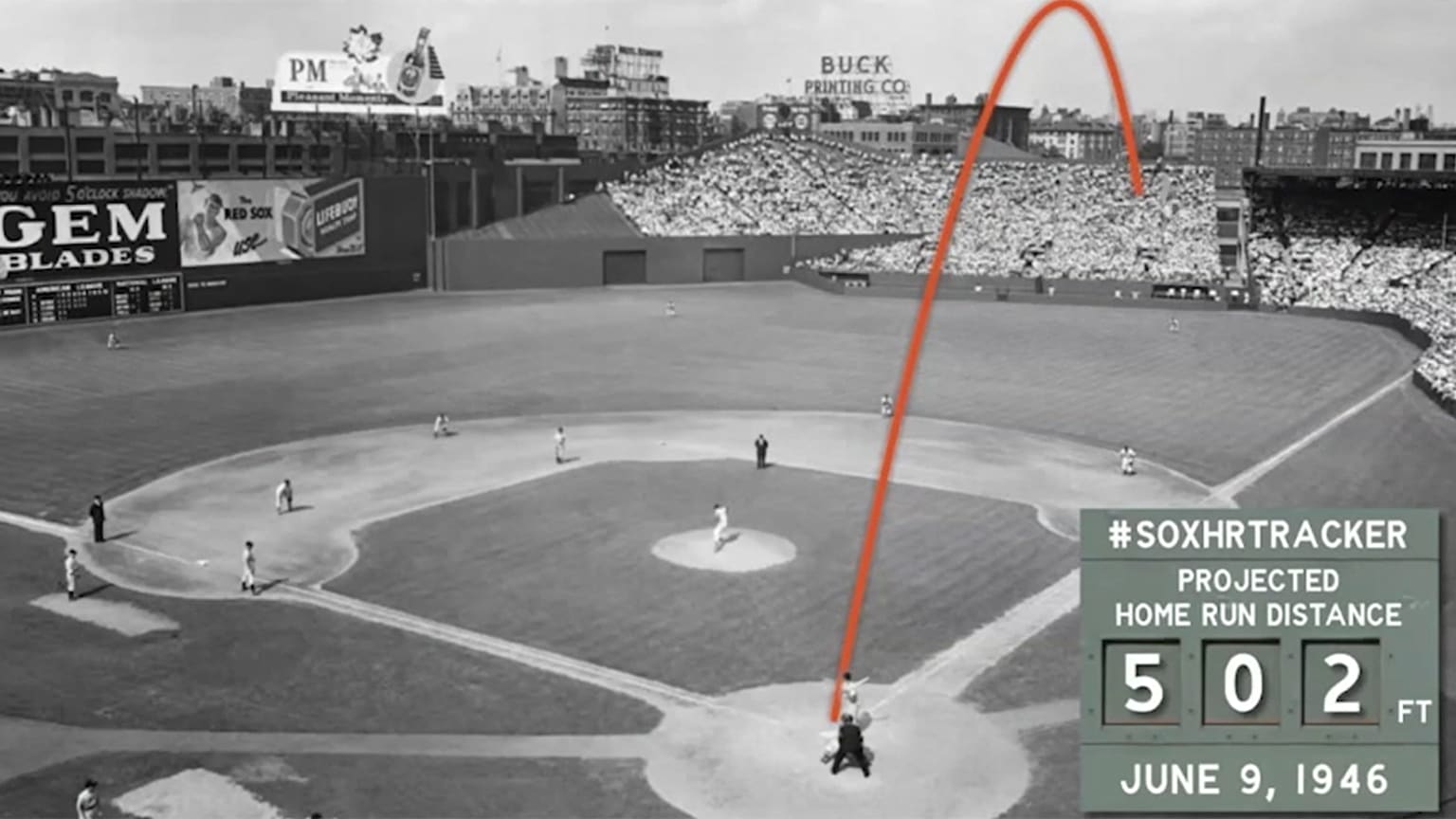 Measuring Ted Williams' 'red seat' home run at Fenway Park