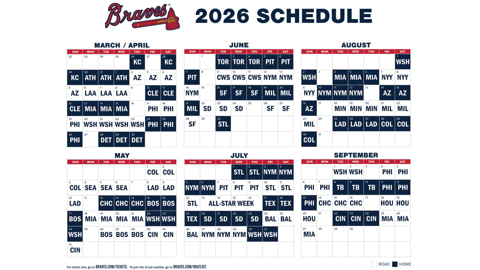 Printable Schedule | Atlanta Braves