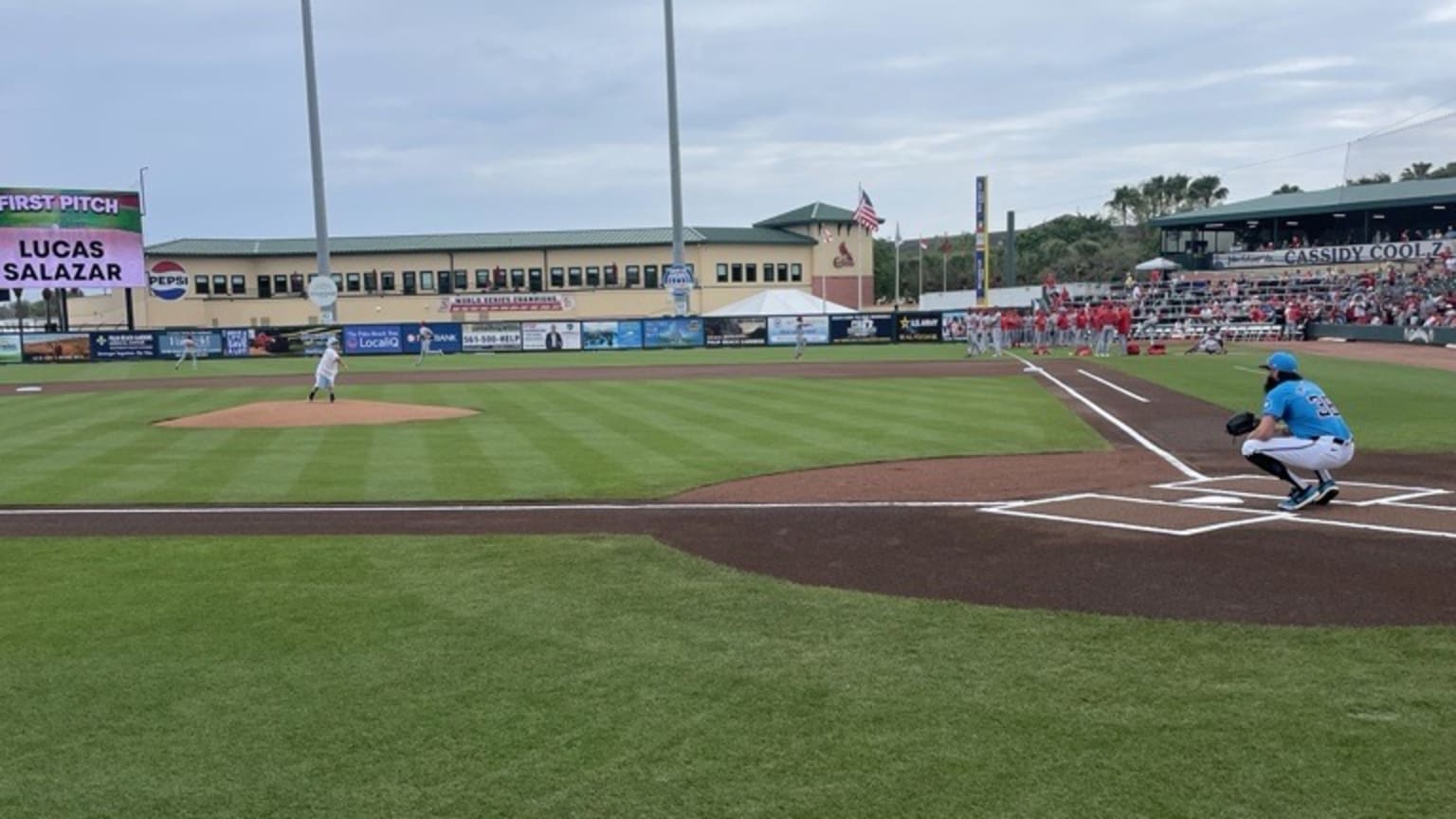 Six-Year-Old Cancer Warrior throws First Pitch at Marlins Spring ...
