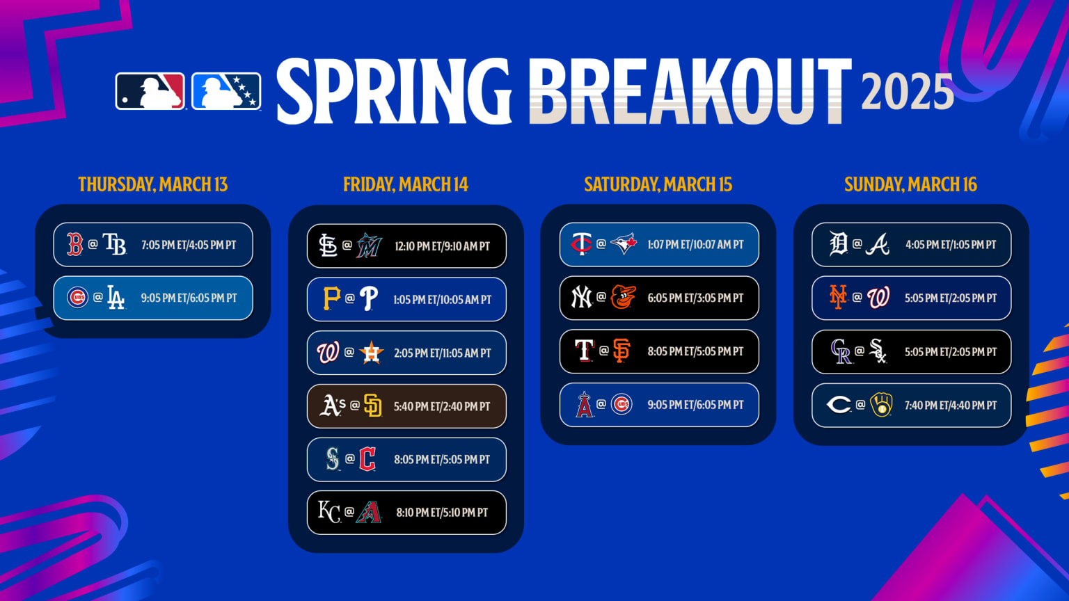 Spring Breakout schedule 2025