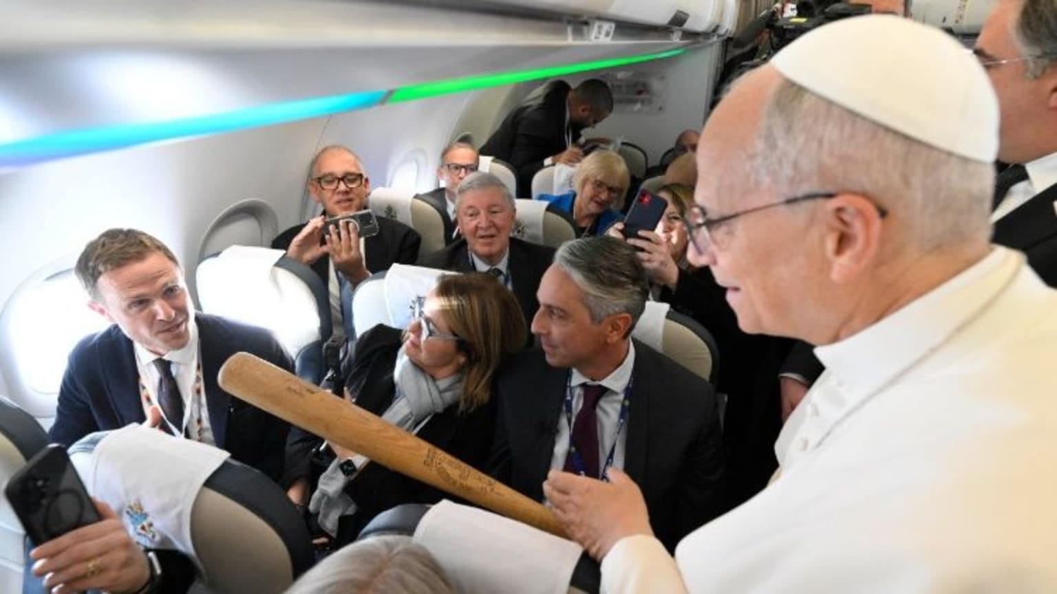 Pope Leo receives Nellie Fox's bat as gift