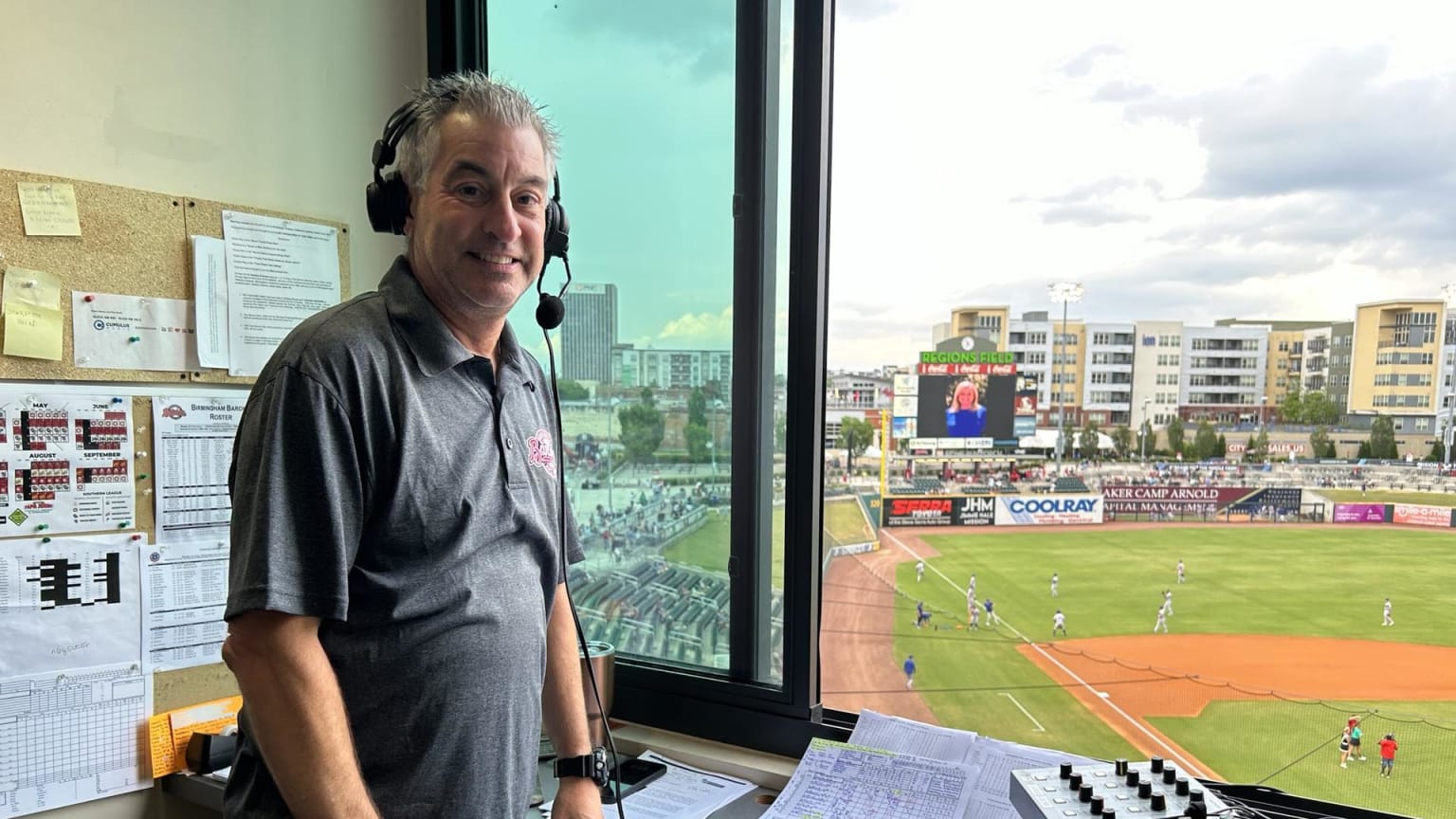 Barons radio broadcaster Curt Bloom exits the booth in Double-A ...