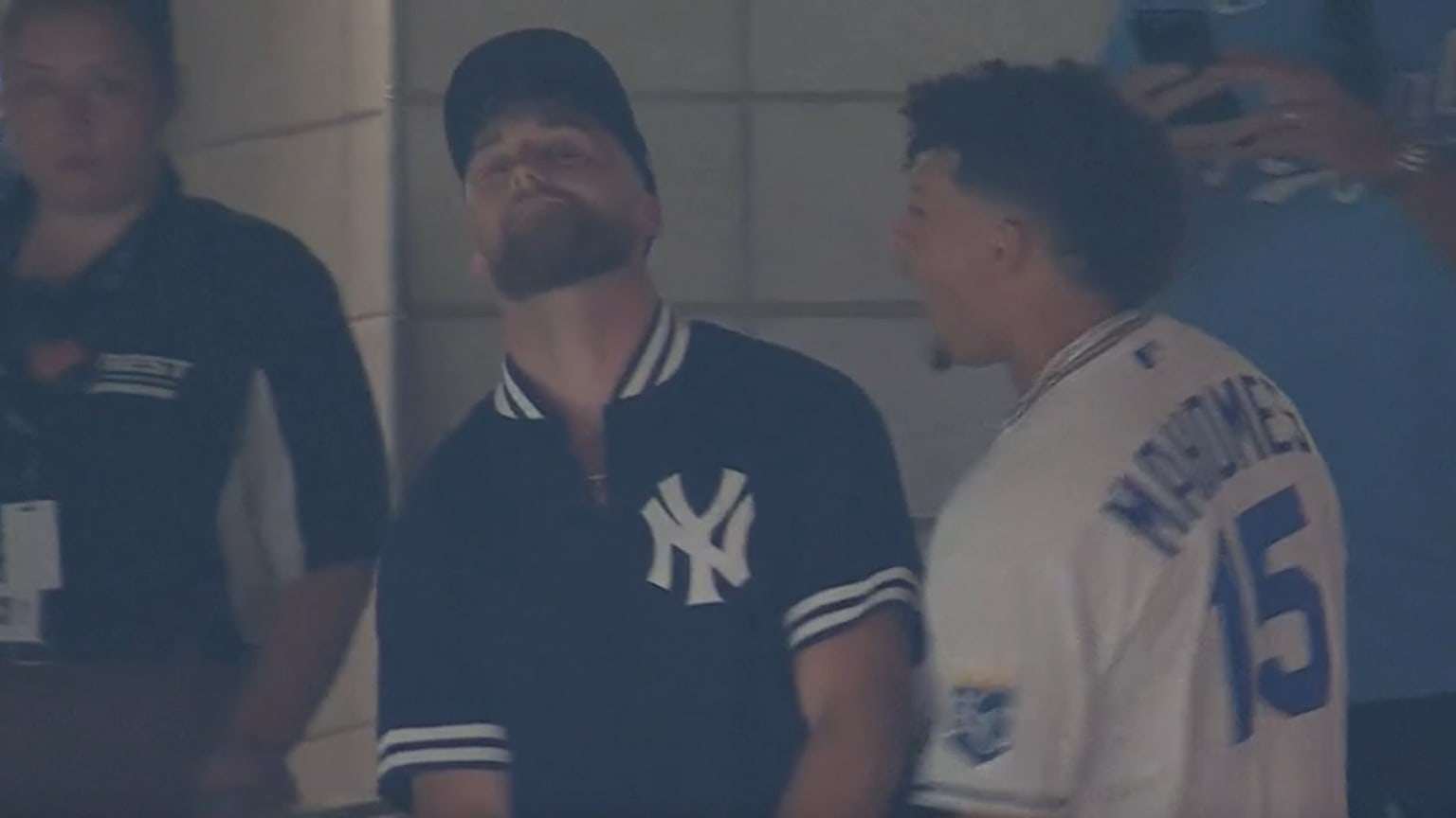 Patrick Mahomes cheers on Royals during ALDS Game 3