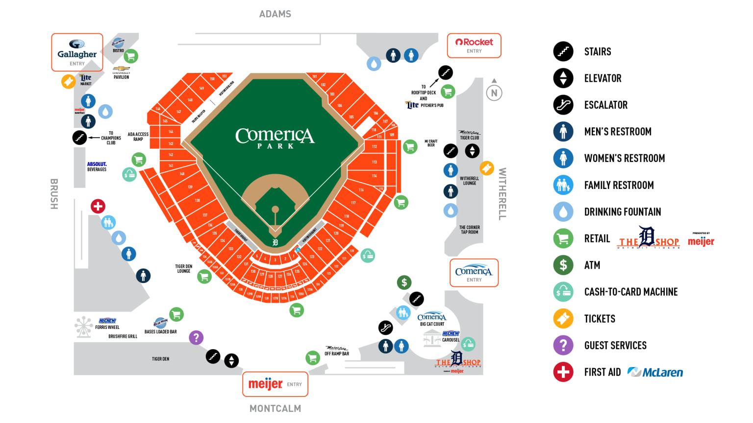 Comerica Park Seating Map | Detroit Tigers