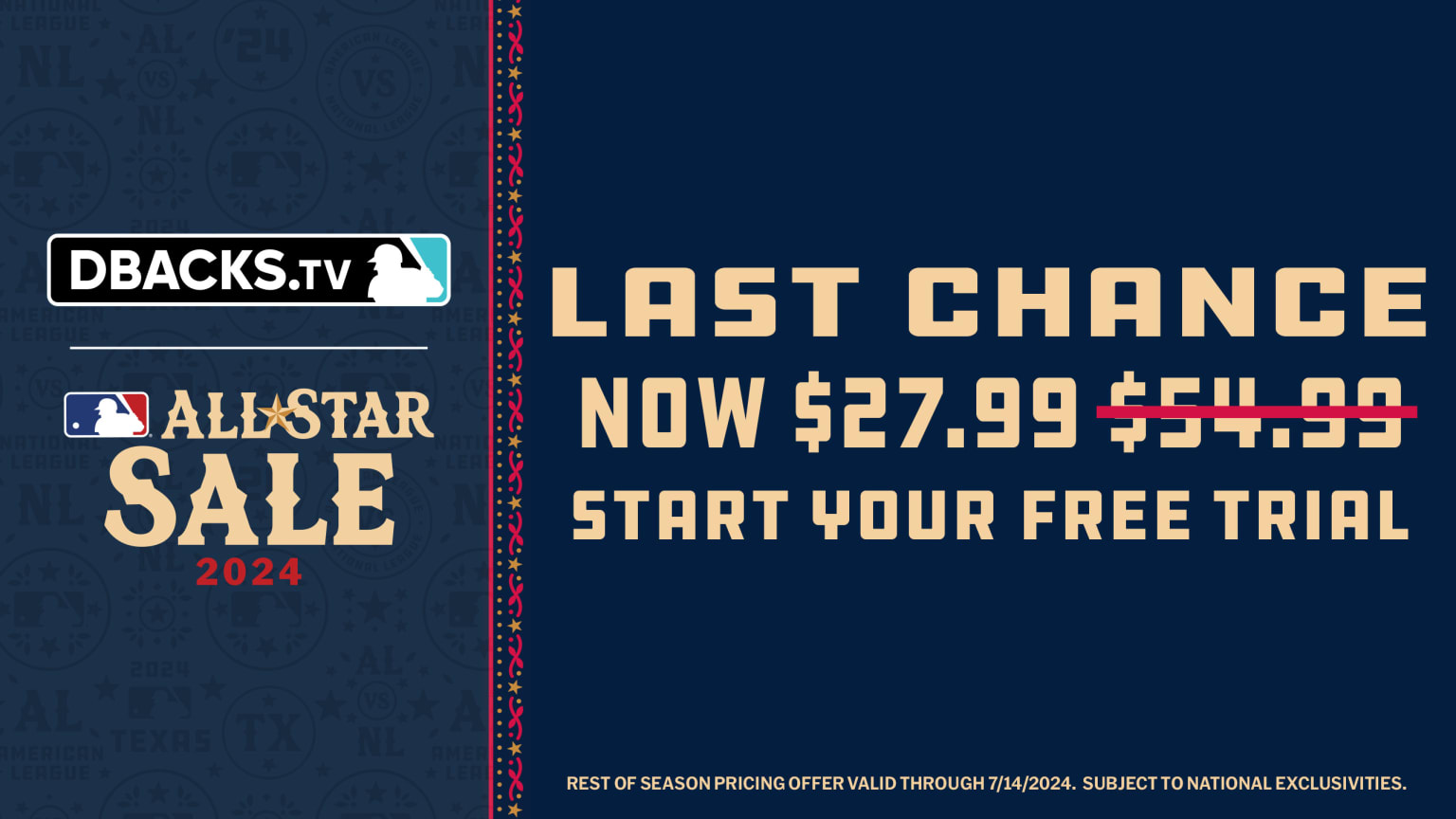 DBACKS.TV 50 percent off for July 2024