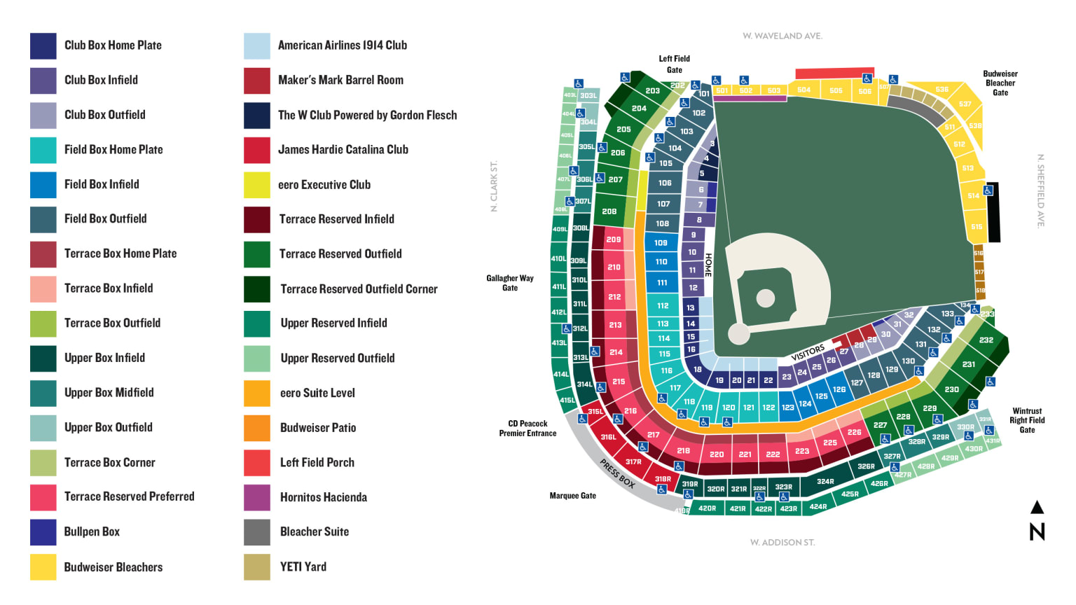Wrigley Field Seating and Gate Map | Chicago Cubs