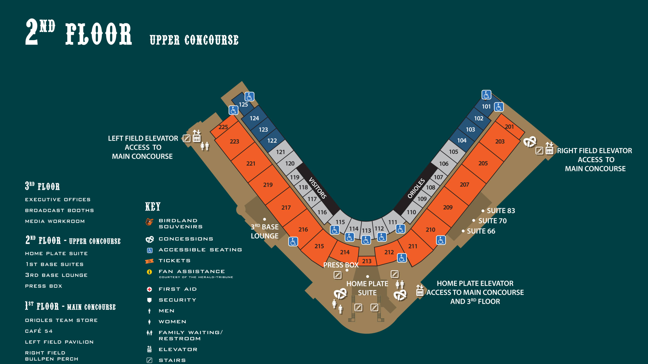 Ed Smith Stadium Stadium Amenities Map | Baltimore Orioles