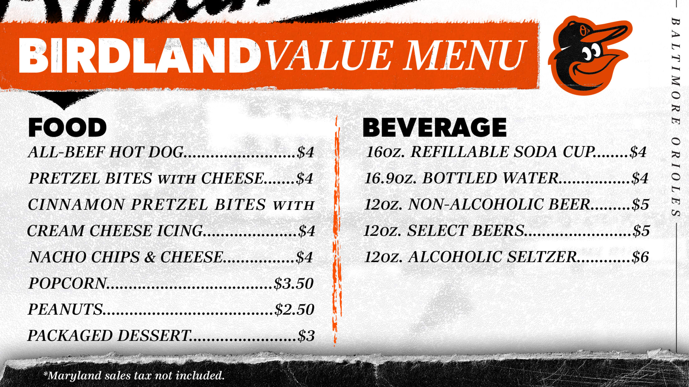 Oriole Park Food Guide | Baltimore Orioles