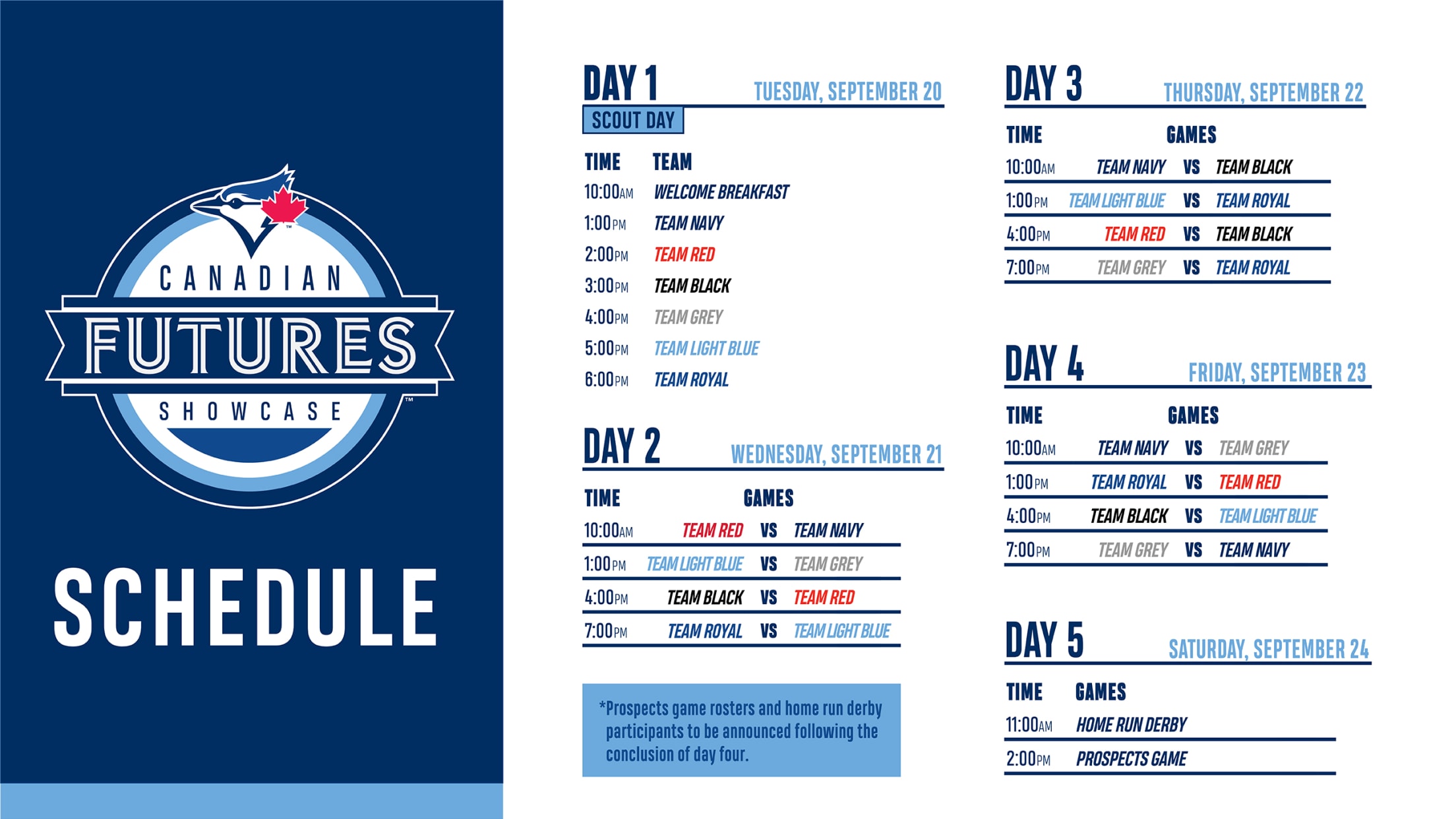 Canadian Futures Showcase Schedule | Toronto Blue Jays