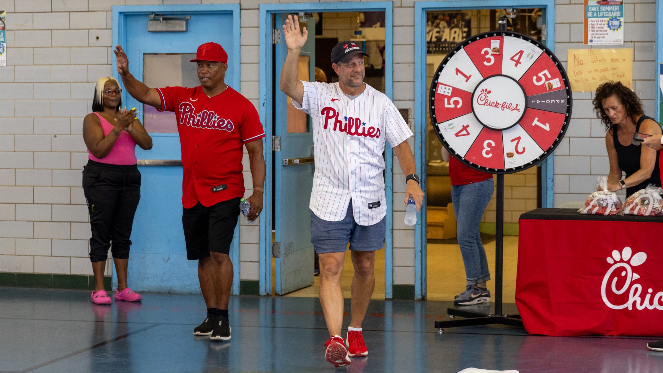 Mickey Morandini Milt Thompson and Phanatic Kick-Off Phillies ...