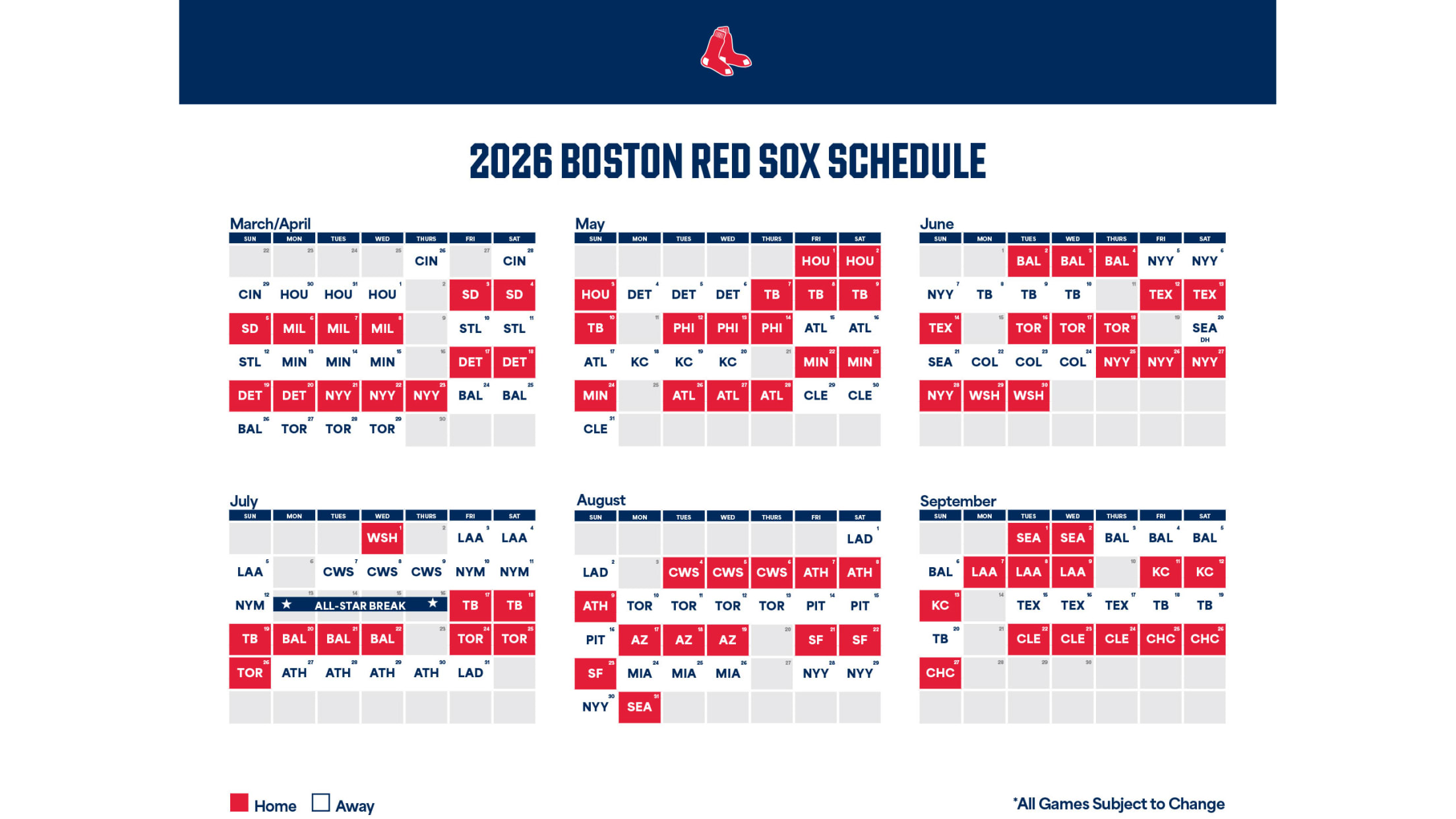 Printable Schedule | Boston Red Sox