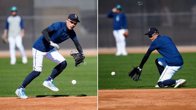 Ichiro plays infield at Mariners' Spring Training camp