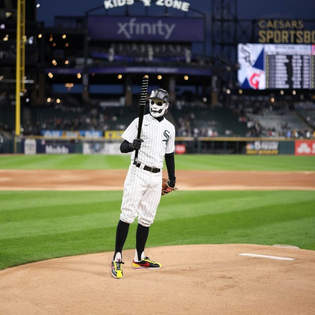Ghost's Papa Emeritus IV first pitch at White Sox game