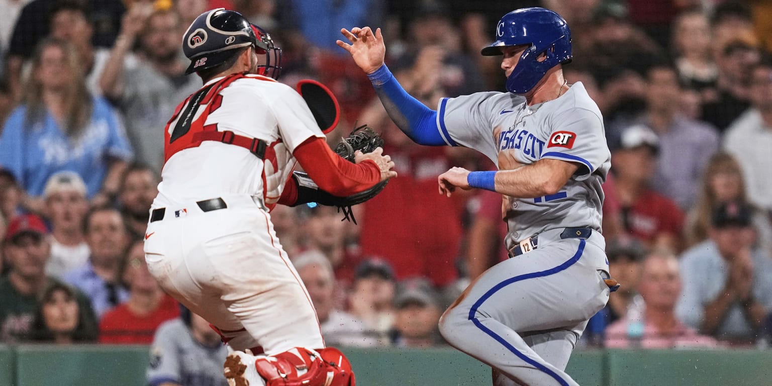 Nick Loftin tagged out in home-plate collision in Royals' loss to Red Sox
